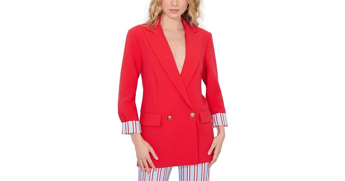 Alice + Olivia Arias Oversized Double Breasted Blazer in Red | Lyst