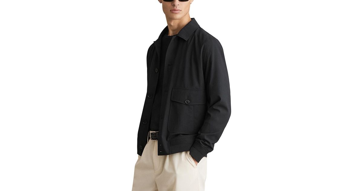 Reiss Raider Textured Blouson Jacket in Black for Men | Lyst
