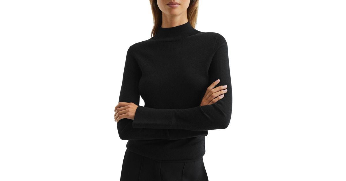 Reiss Wool Sasha Split Sleeve Turtleneck Sweater In Black Lyst
