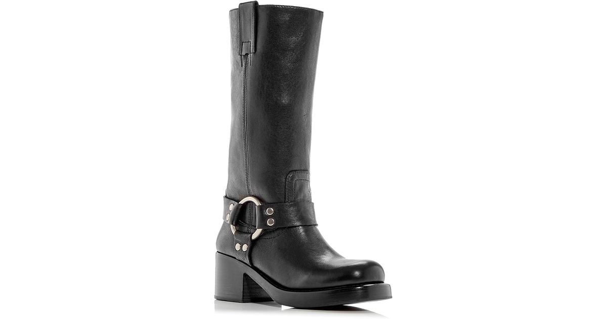 Jeffrey Campbell Reflection Block Heel Moto Boots in Black | Lyst