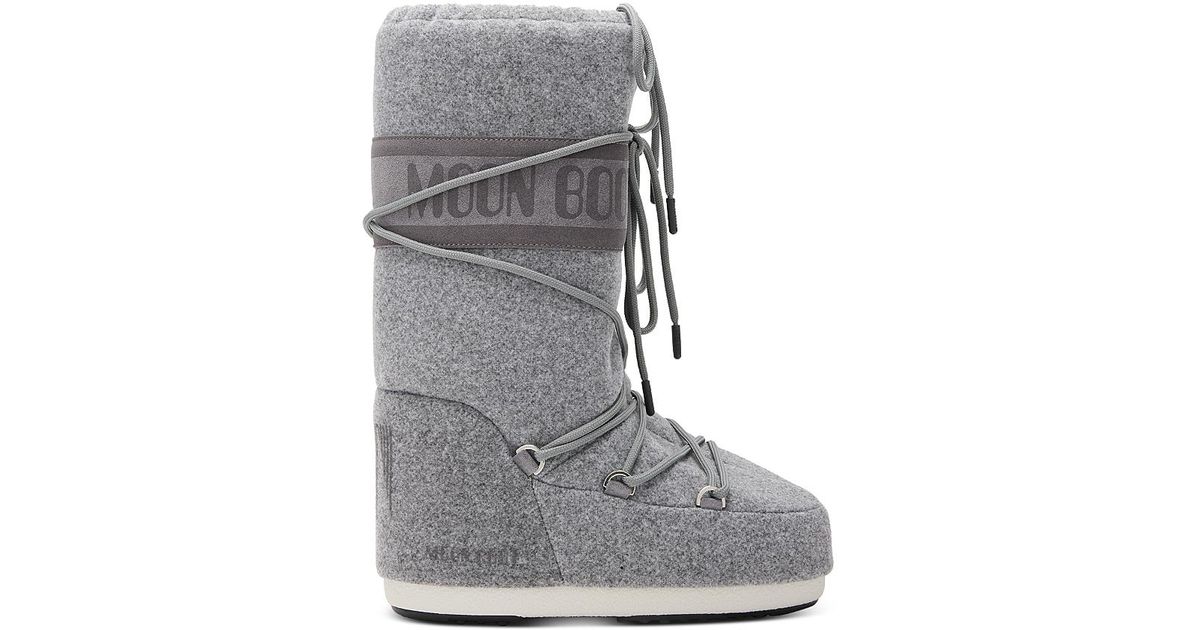 Moon Boot Felt Icon Boots in Gray | Lyst