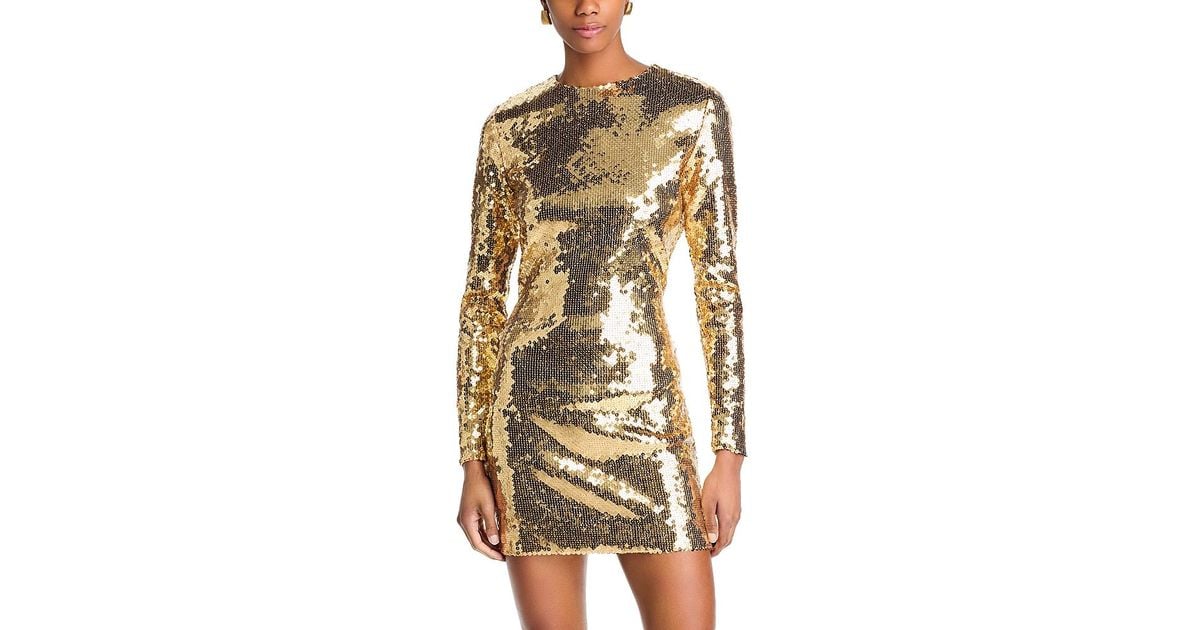 Sergio Hudson Sequin Open Back Mini Dress in Metallic | Lyst