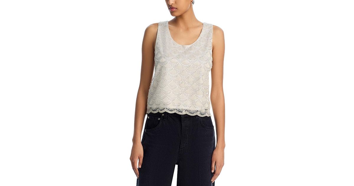 Aqua Beaded Tank in Blue | Lyst