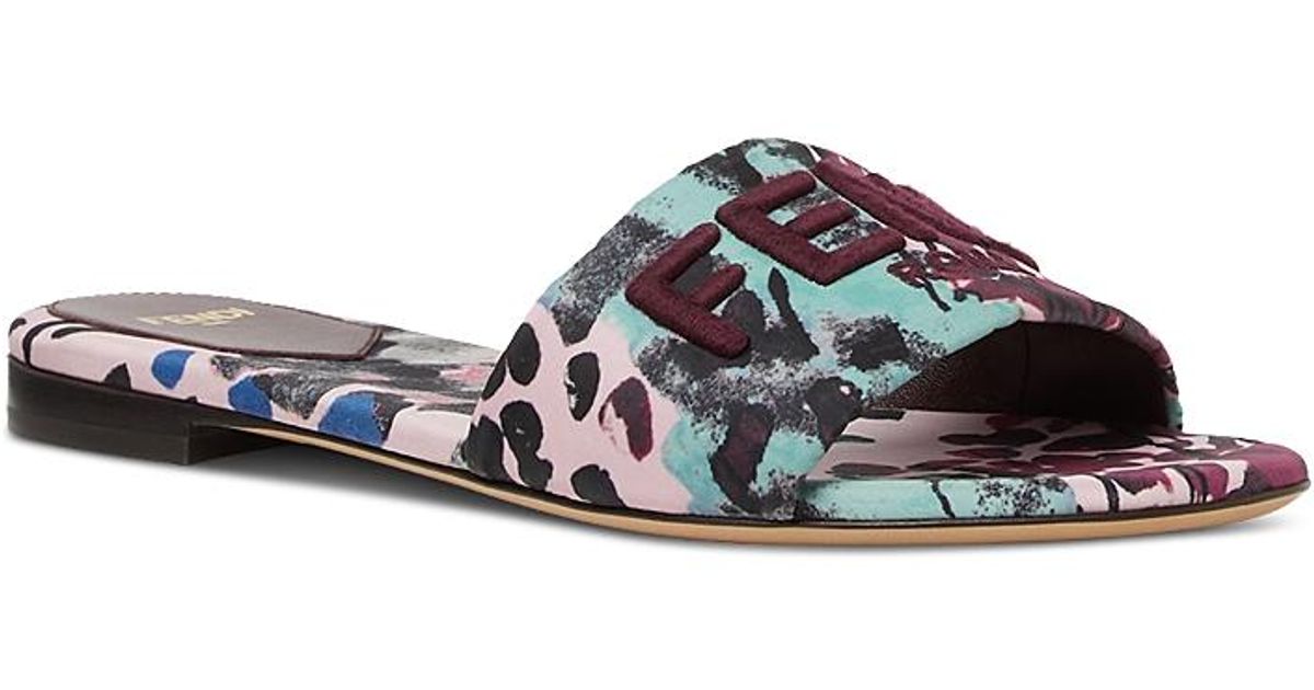Fendi Silk Slides in Pink | Lyst