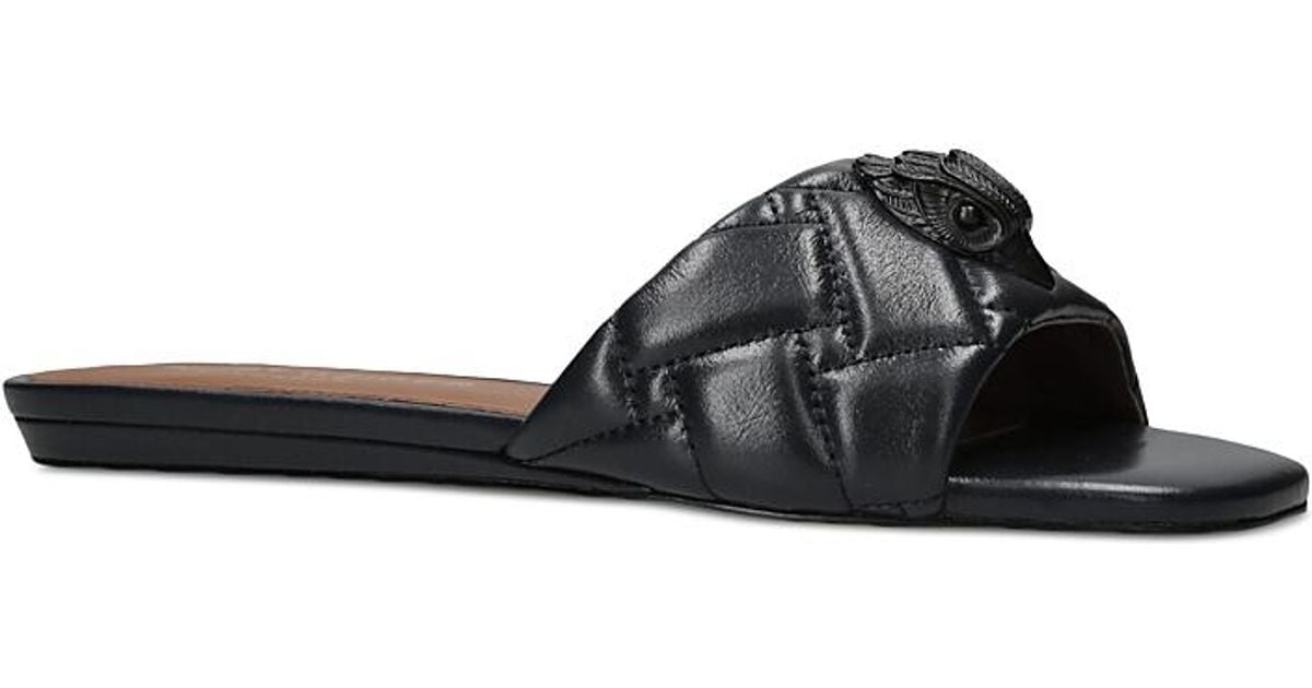 Kurt Geiger Kensington Quilted Slide Sandals in Black | Lyst