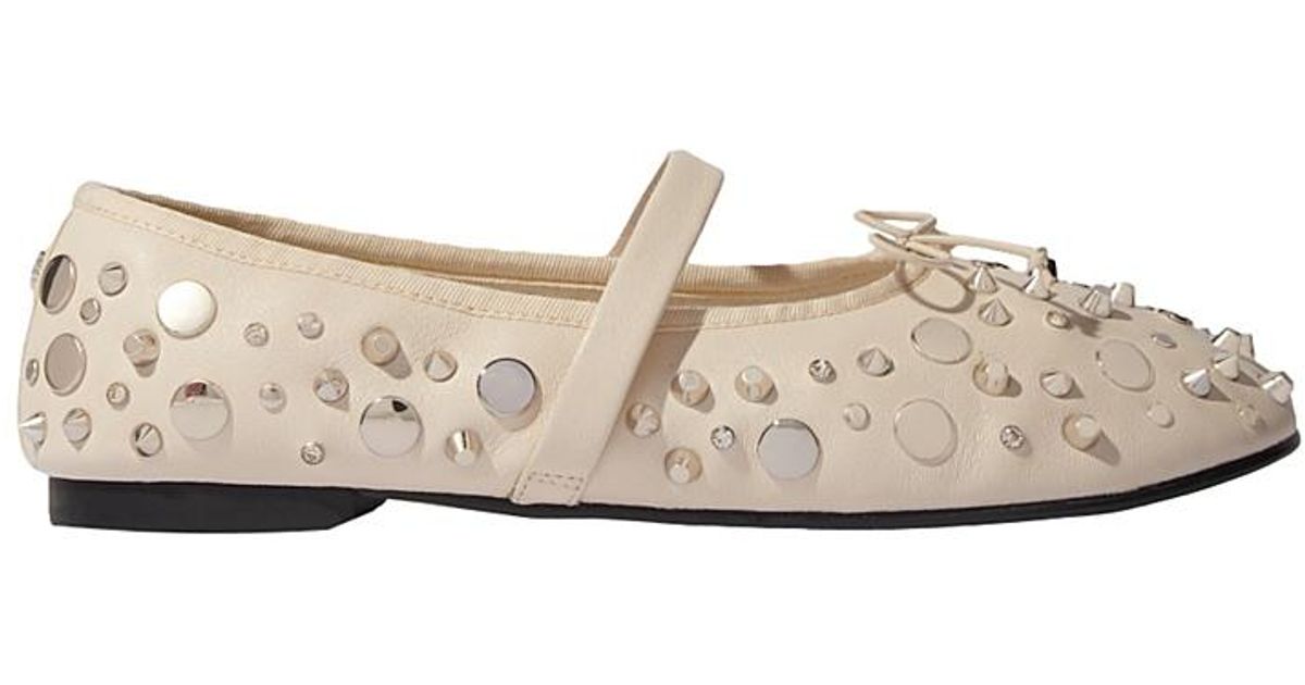 Maje Faby Studded Mary Jane Flats in Natural | Lyst