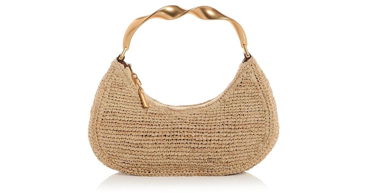 Jonathan Simkhai Nixi Twist Handle Raffia Bag in Metallic | Lyst UK