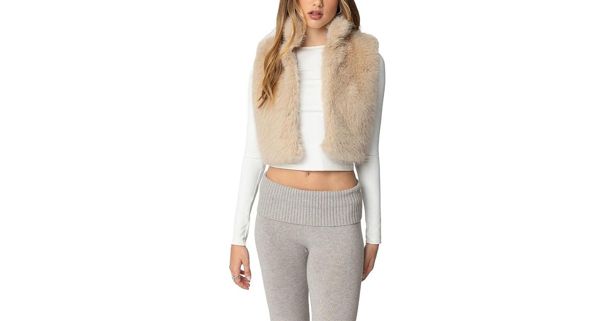 Edikted Cassandra Faux Fur Vest in White | Lyst
