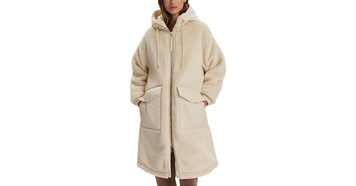 Varley Cyrus Faux Fur Reversible Coat in Natural | Lyst