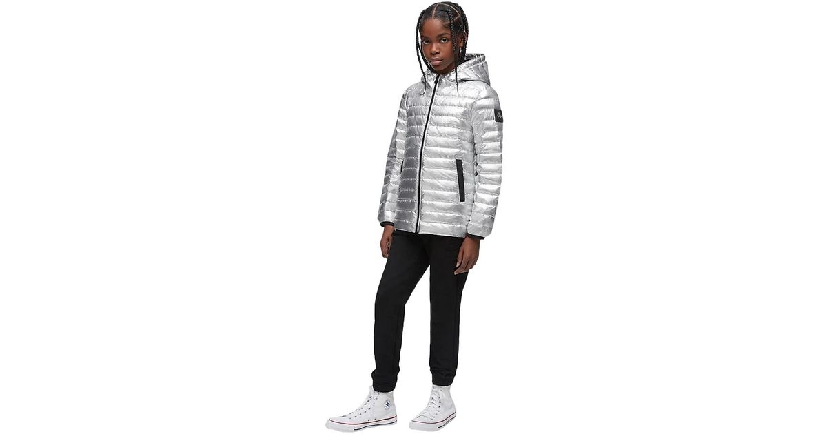 Moose Knuckles Air Down Metallic Jacket in White | Lyst
