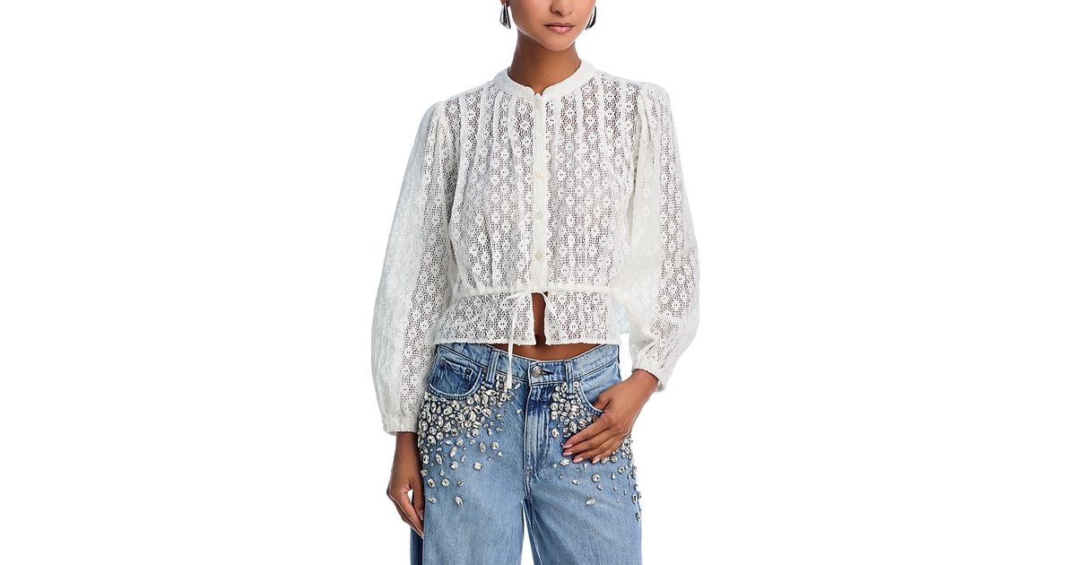Aqua Lace Blouse in White | Lyst