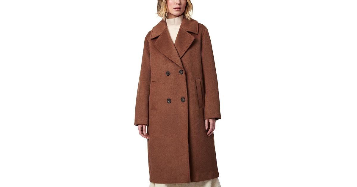 Bernardo Relaxed Classic Wool Blend Coat in Brown | Lyst