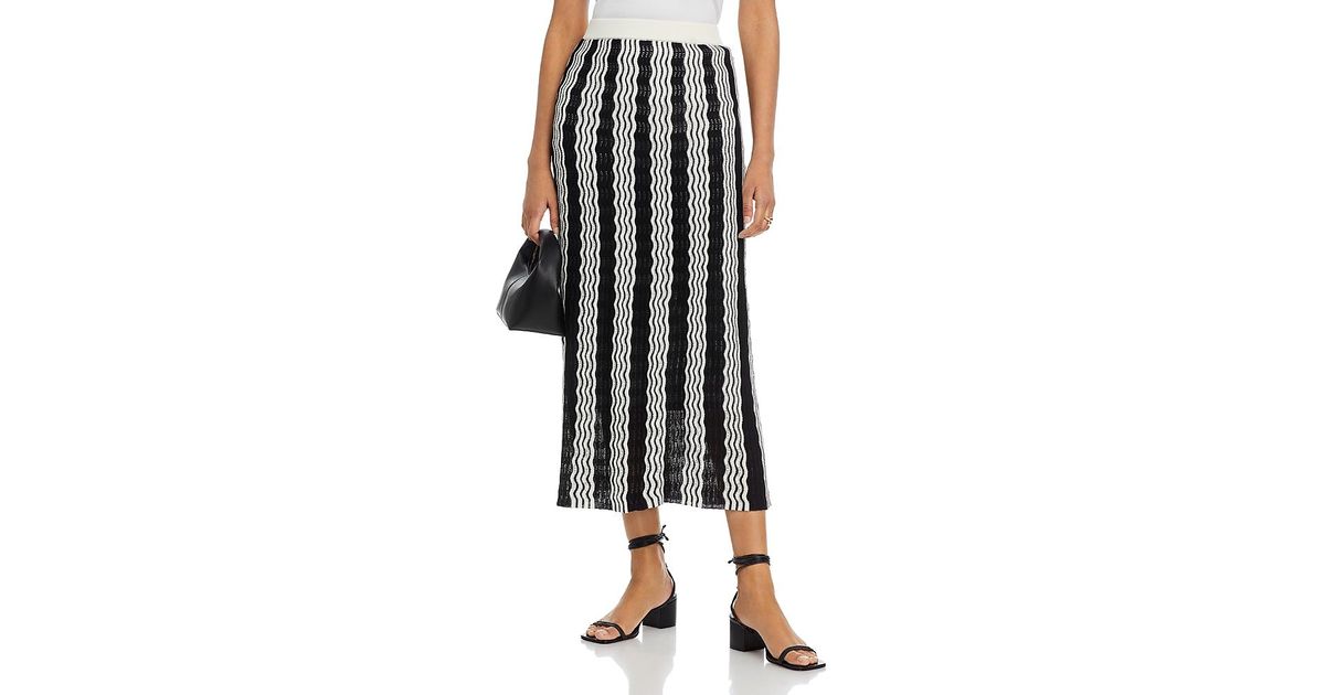 Misook Pointelle Intarsia Knit Midi Skirt in Black | Lyst UK