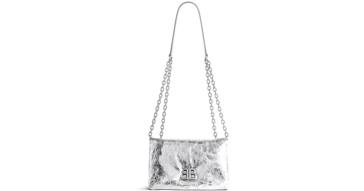 Balenciaga Monaco Bag Metallized in White | Lyst