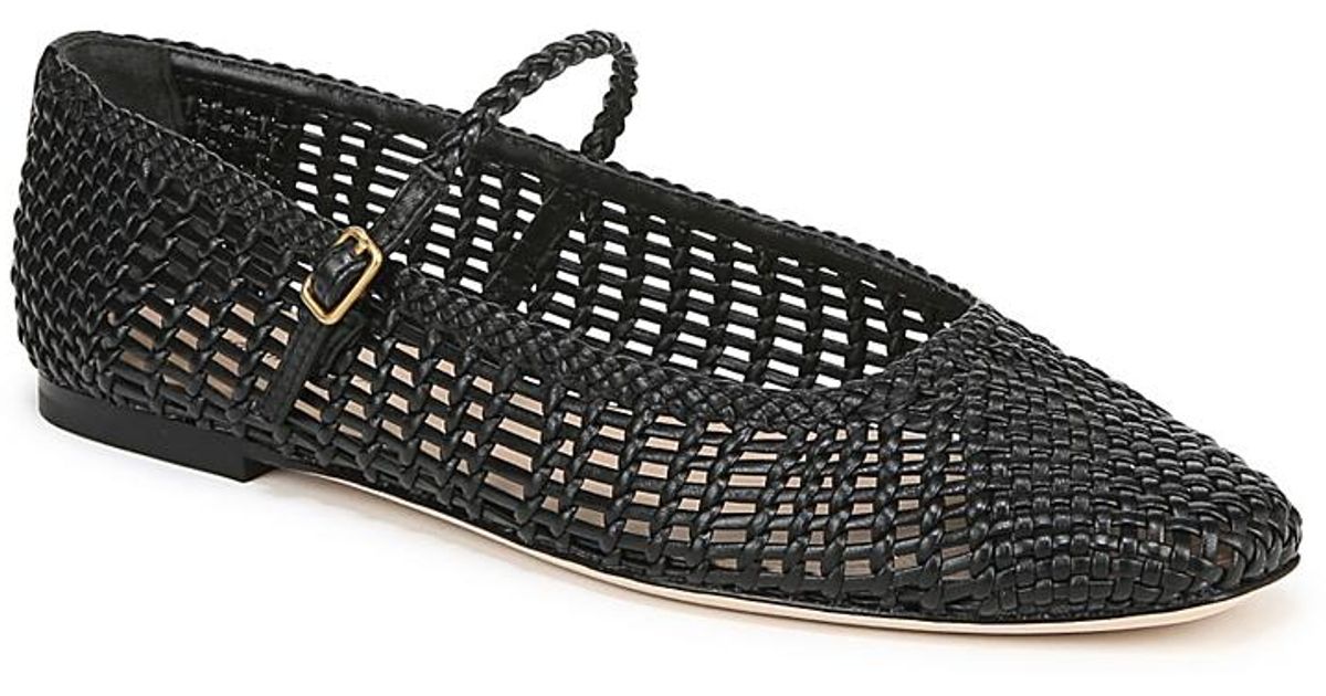 Veronica Beard Ellie Woven Mary Jane Flats in Black | Lyst UK