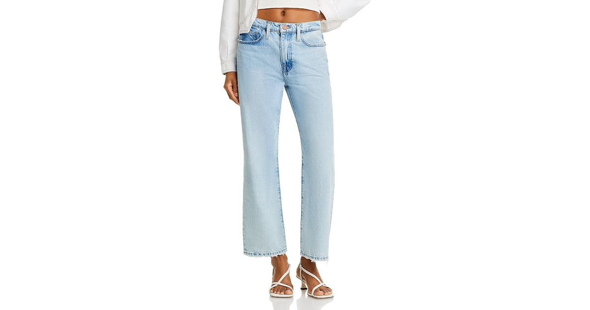 FRAME Le Jane Ultra High Rise Ankle Wide Leg Jeans in Blue | Lyst