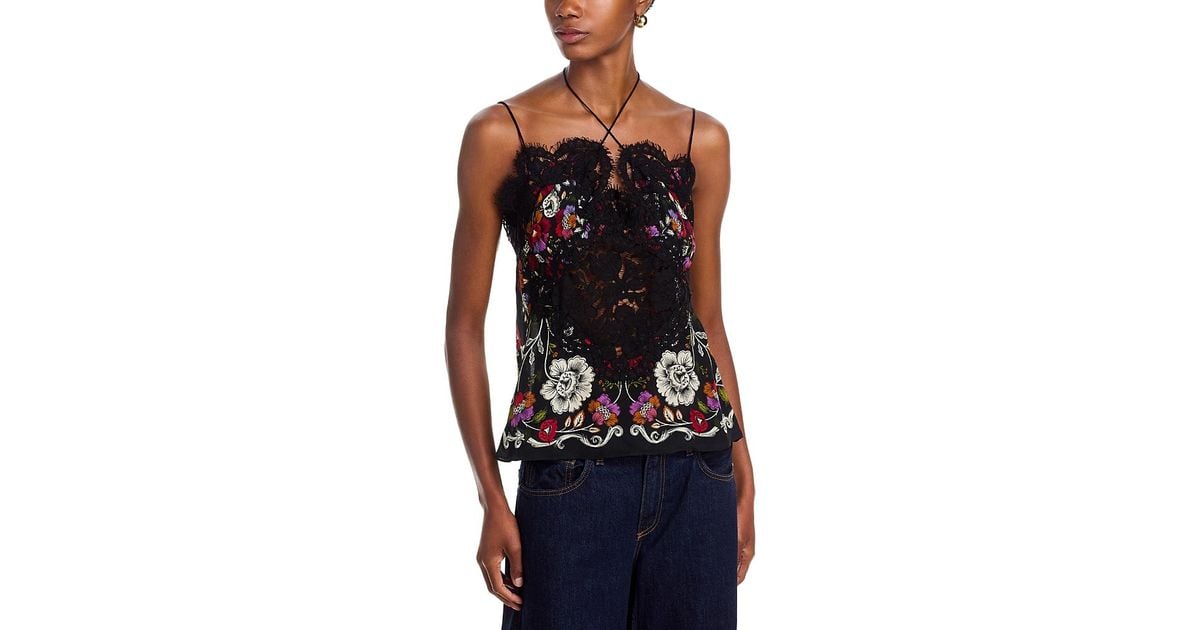 FARM Rio Rococo Flowers Top in Black | Lyst UK