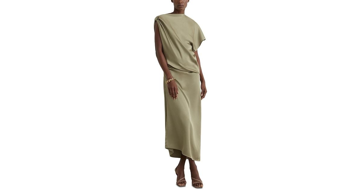 Reiss Kenzie Asymmetric Dress in Green | Lyst