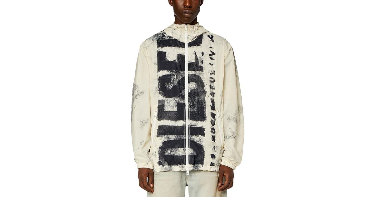 DIESEL J-Warrett Logo Windbreaker Jacket in White for Men | Lyst