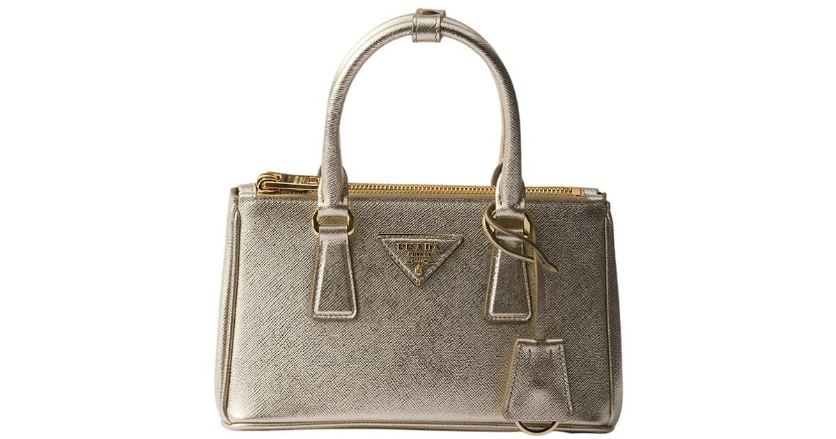 Prada Galleria Patent Saffiano Leather Mini-Bag in Metallic | Lyst