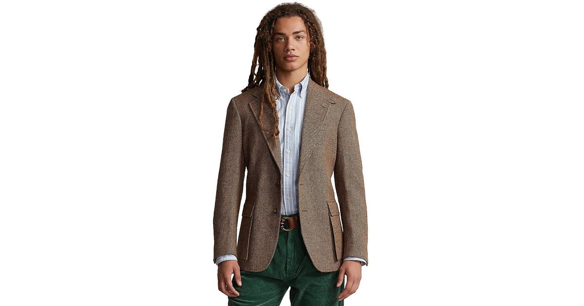 Polo Ralph Lauren Rl67 Herringbone Blazer in Brown for Men | Lyst