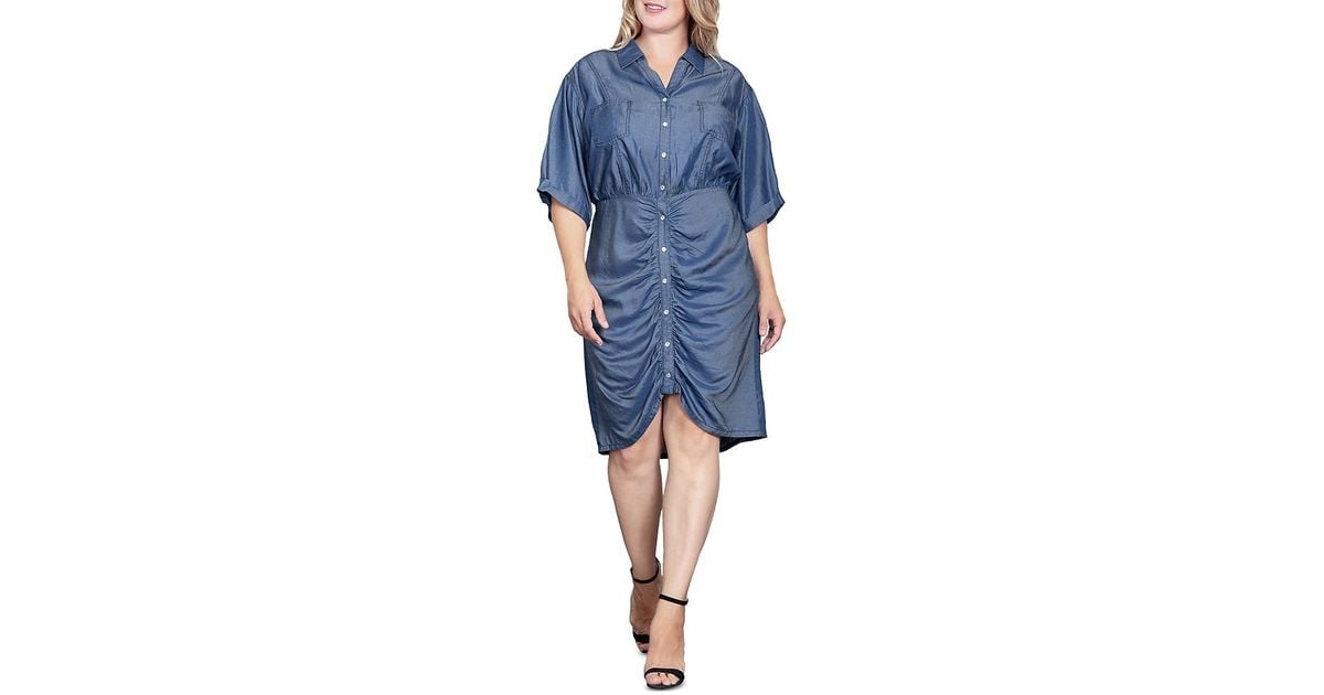 Standards & Practices Plus Size Denim Shirt Dress in Blue | Lyst
