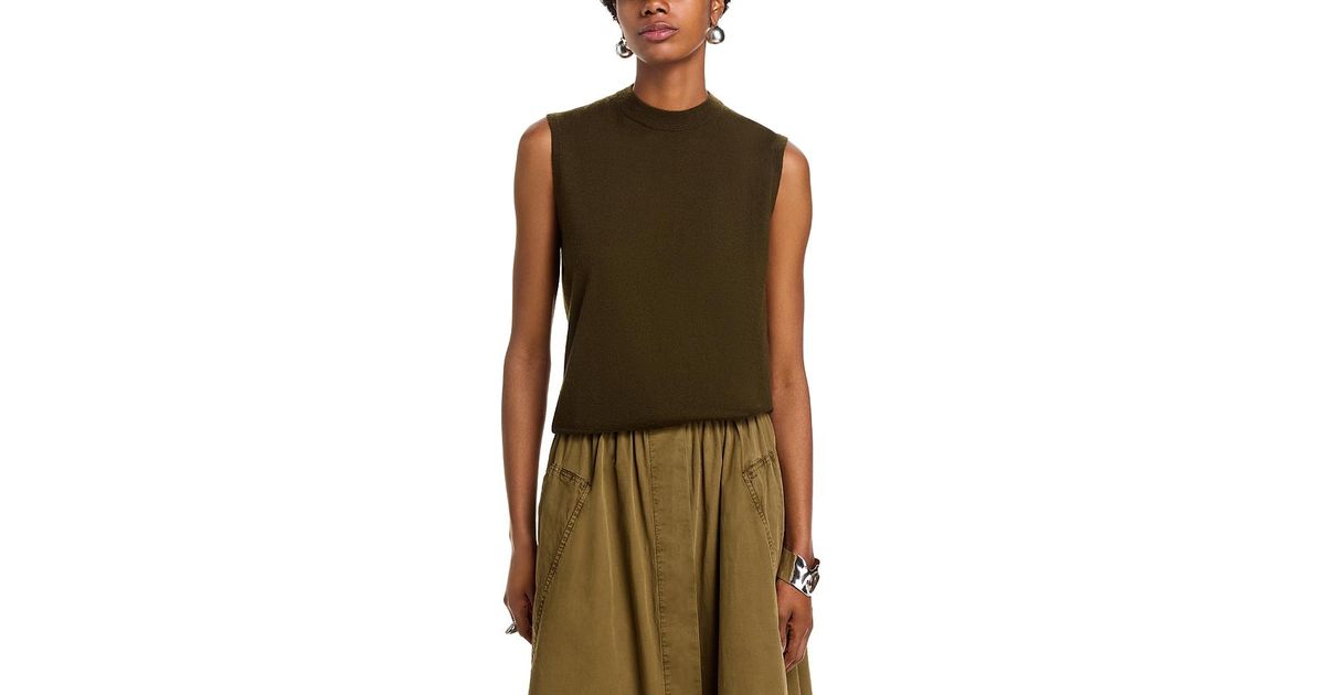 Co. Cashmere Crewneck Shell Sweater in Green | Lyst