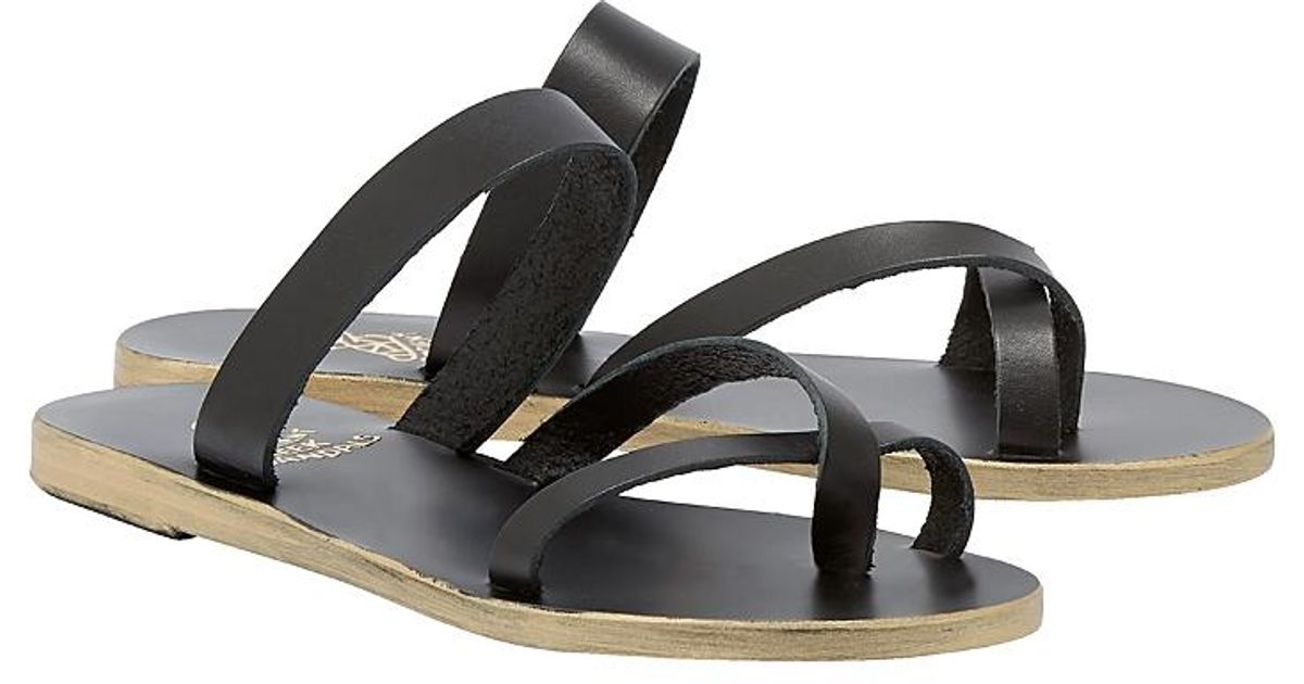 Ancient Greek Sandals Daphnae Slip On Thong Sandals in Black | Lyst