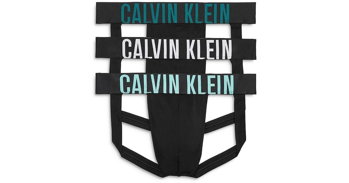 Calvin Klein Intense Power Micro Jock Strap, Pack Of 3 in Black for Men ...