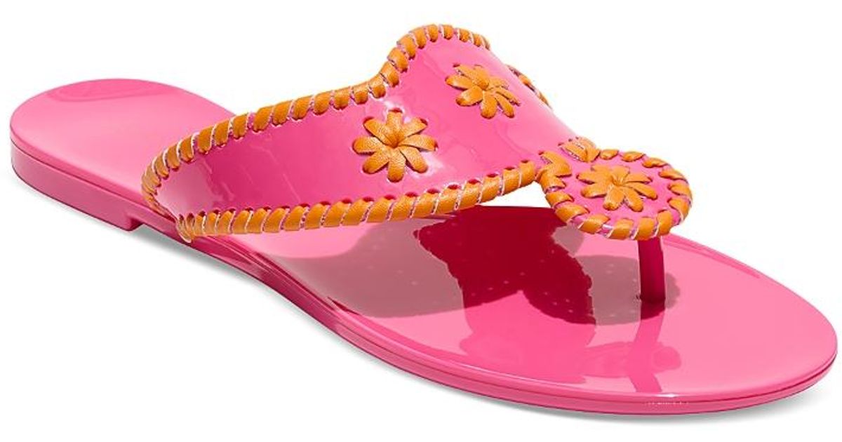 Jack Rogers Jacks Jelly Whipstitch Slip On Thong Sandals in Pink | Lyst