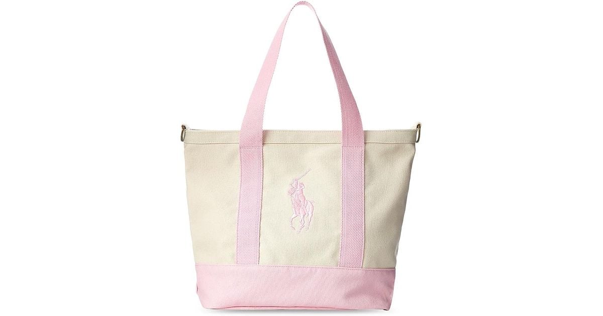 Polo Ralph Lauren Large Pony Zip Tote in Pink | Lyst