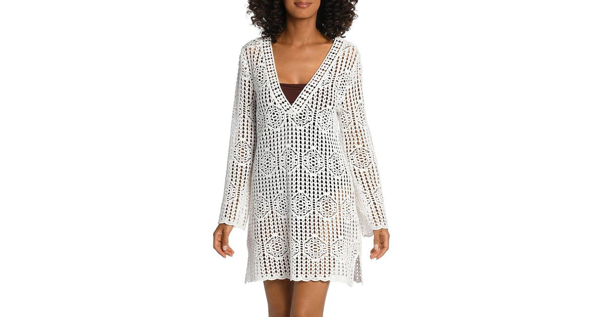 La Blanca Waverly Crochet Swim Cover Up Tunic in White | Lyst UK