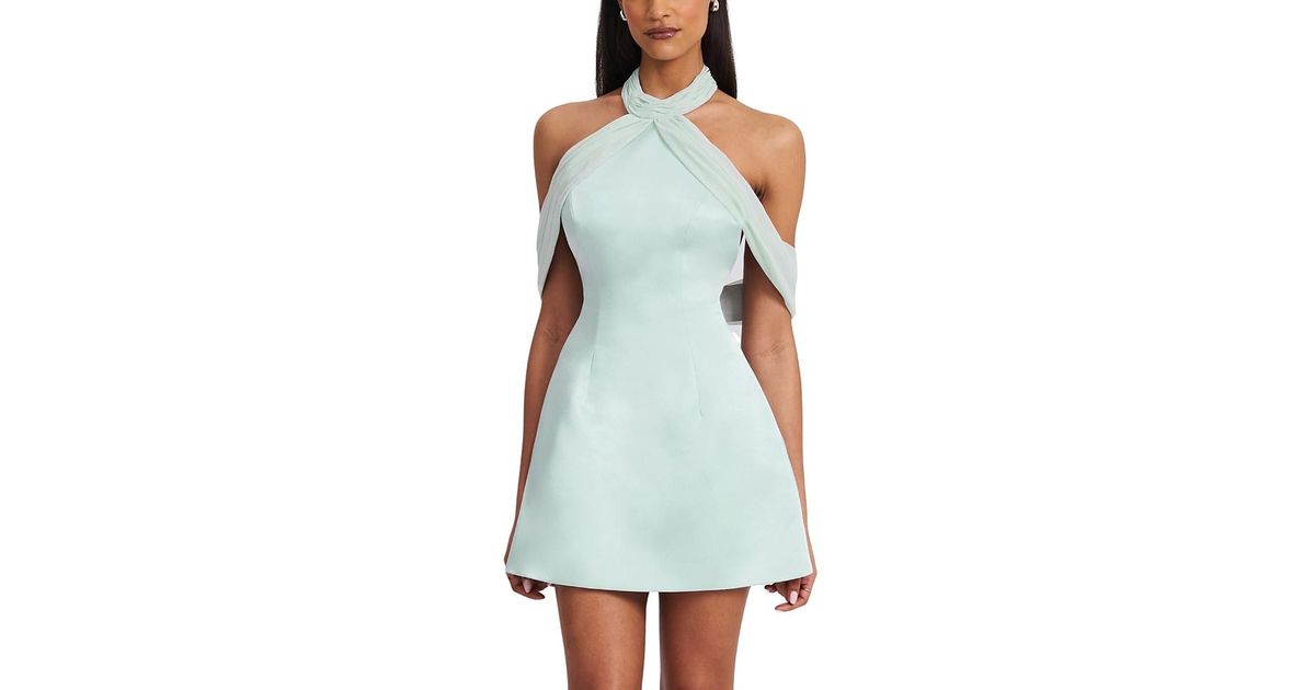 Miss Circle Zafrina Halter Off Shoulder Backless Mini Dress in Blue | Lyst