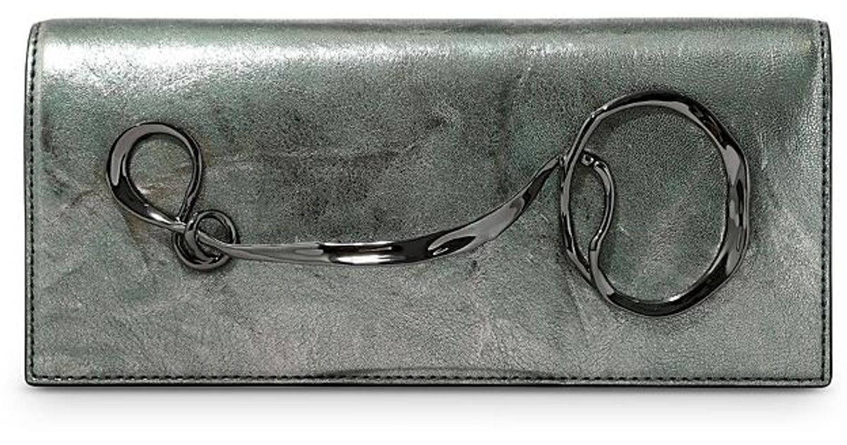 Alexis Twisted Side Handle Clutch in Grey | Lyst UK
