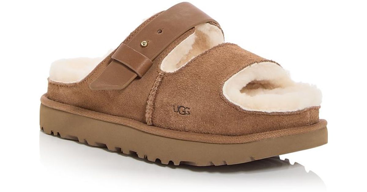 UGG Greenpoint Shearling Slide Slippers in Brown | Lyst