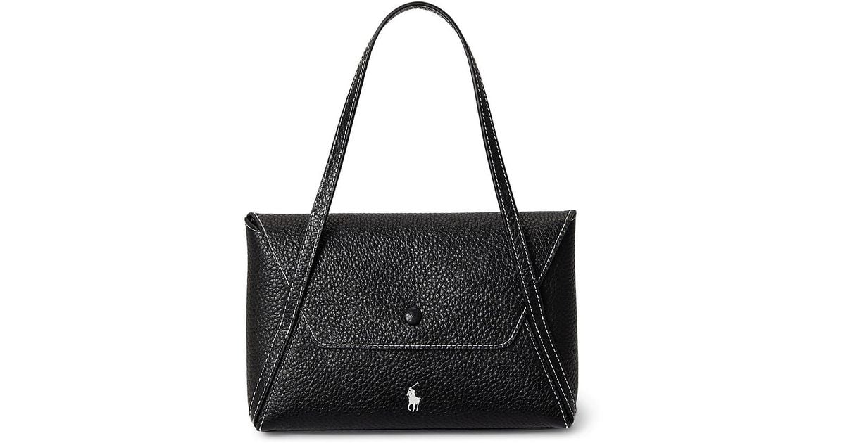 Polo Ralph Lauren Polo Play Mini Leather Envelope Bag in Black | Lyst