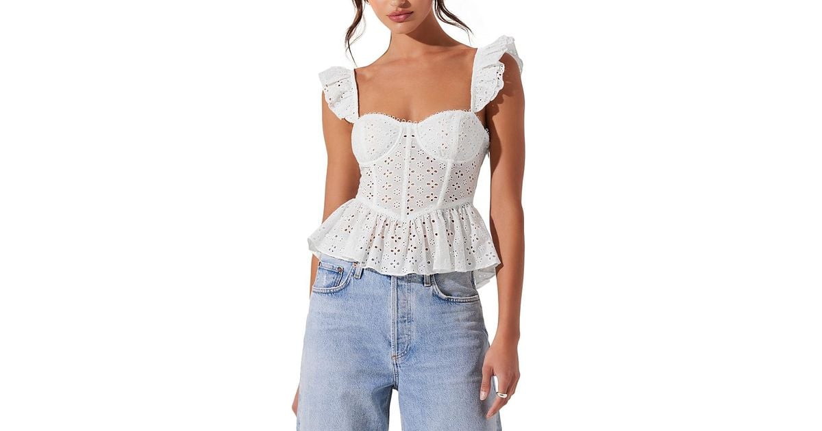 Astr Baylin Bustier Peplum Top in Blue | Lyst