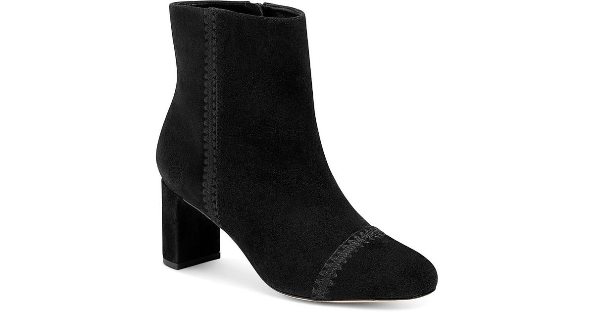 Cinq À Sept Peyton Crochet Suede Ankle Boots in Black | Lyst