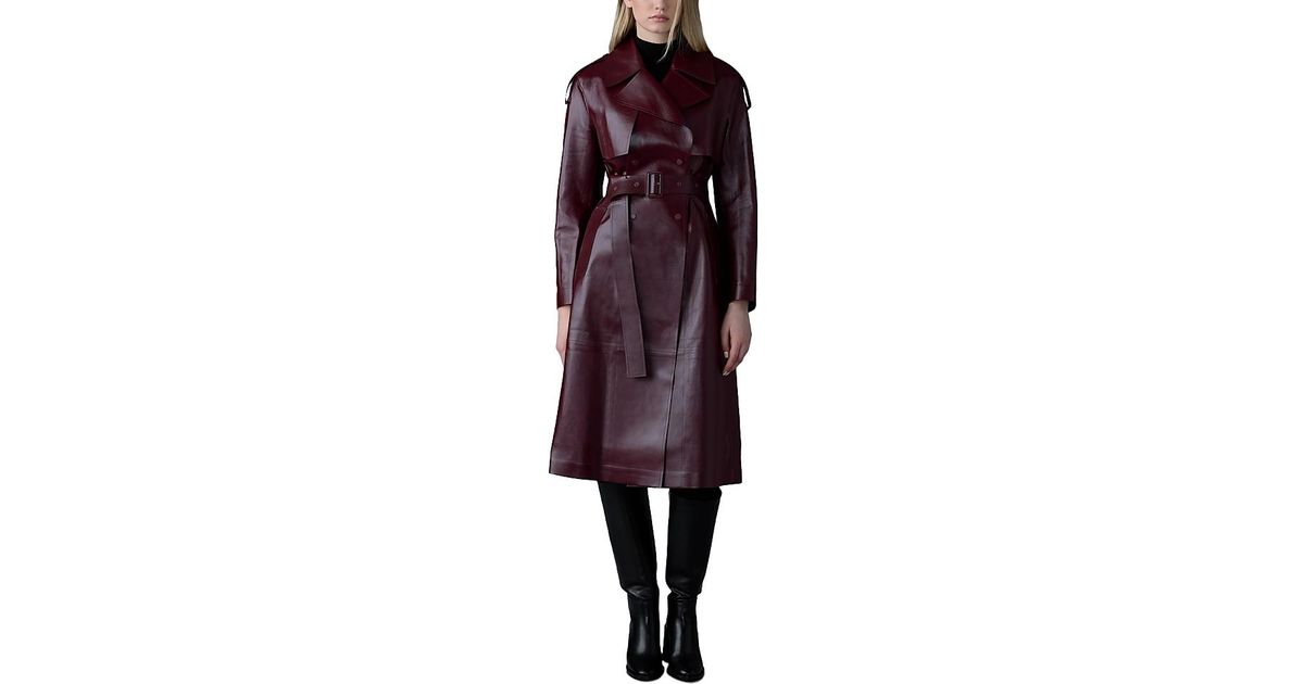 Mackage Carmela Leather Trench Coat in Purple | Lyst
