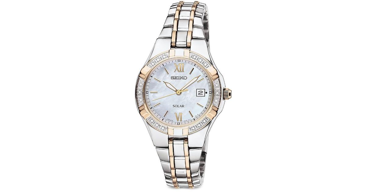 Seiko Watch Seiko Diamond Solar Watch, 29Mm in White | Lyst