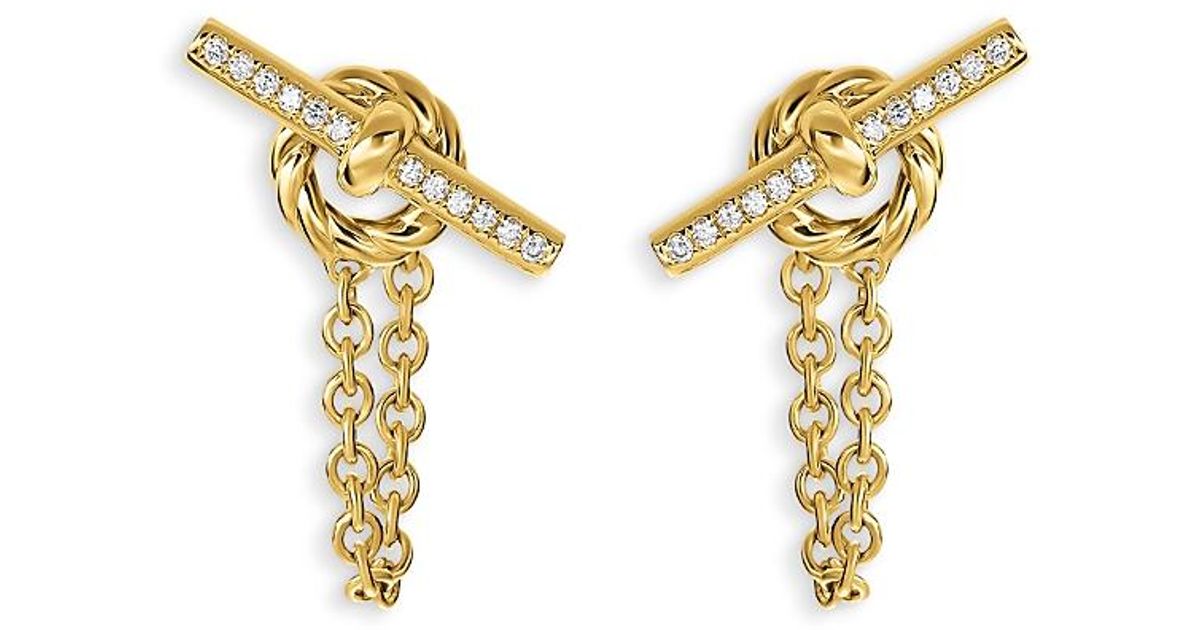David Yurman Dy Mercer Petite Toggle Stud Earrings in Metallic | Lyst