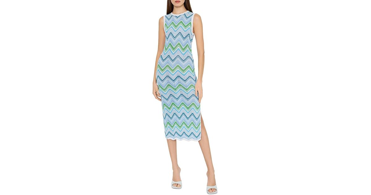 MILLY Zig Zag Midi Dress in Blue | Lyst