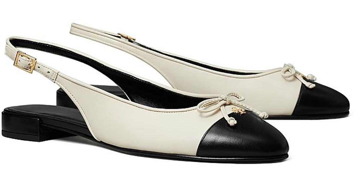 Tory Burch Cap Toe Slingback Ballet Flats in Natural | Lyst