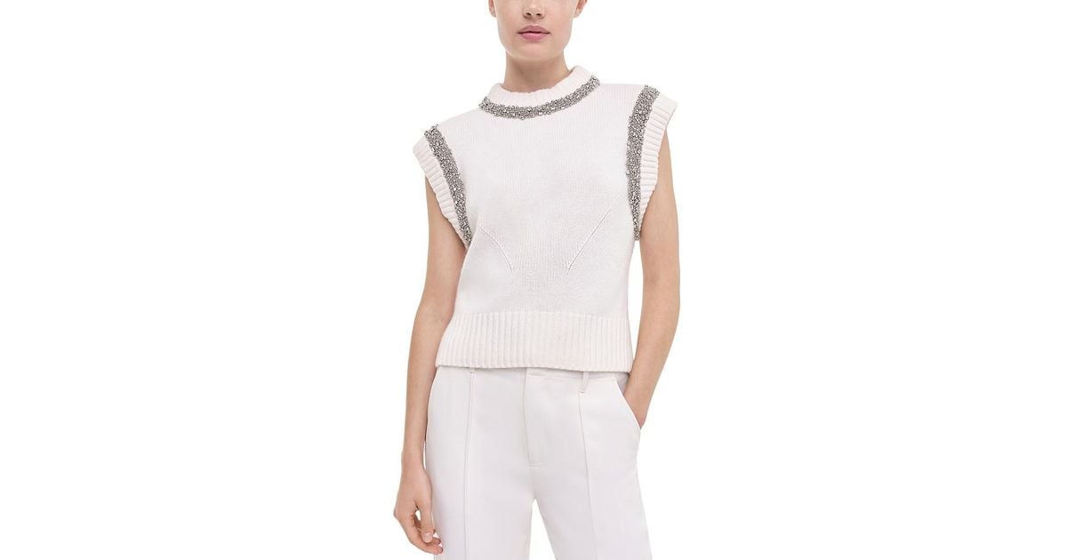 Jonathan Simkhai Joanae Embellished Sweater in White | Lyst