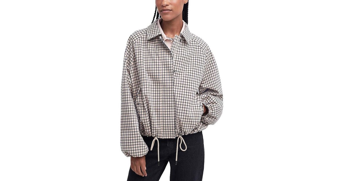 Barbour Check Charlene Zip Front Jacket in Gray | Lyst