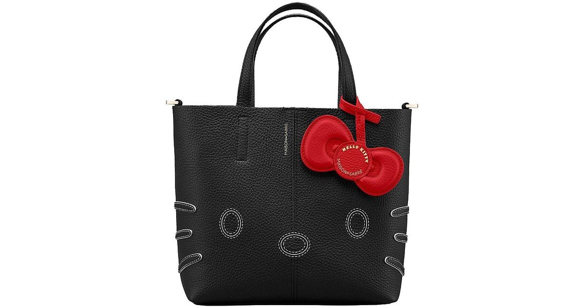 Maison De Sabre Hello Kitty Leather Soft Tote in Black | Lyst