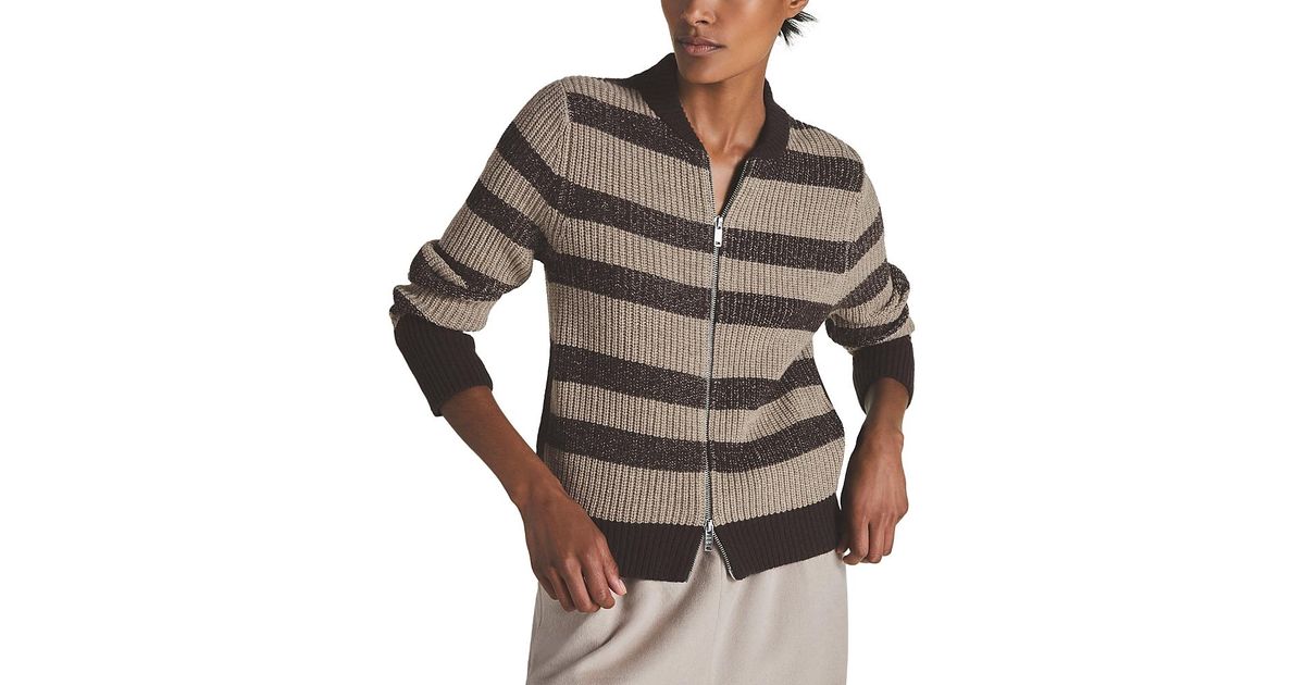 Reiss X Les 100 Ciels Axel Stripped Knitted Zip Through Cardigan in ...