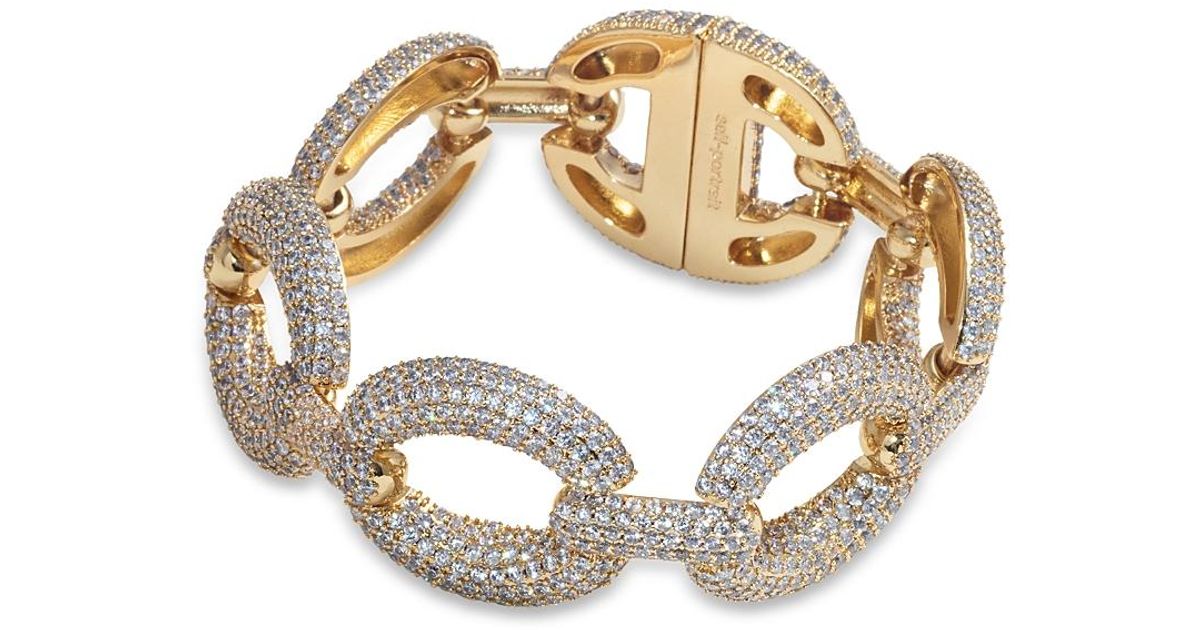 Self-Portrait Crystal Large Link Bracelet in Metallic | Lyst