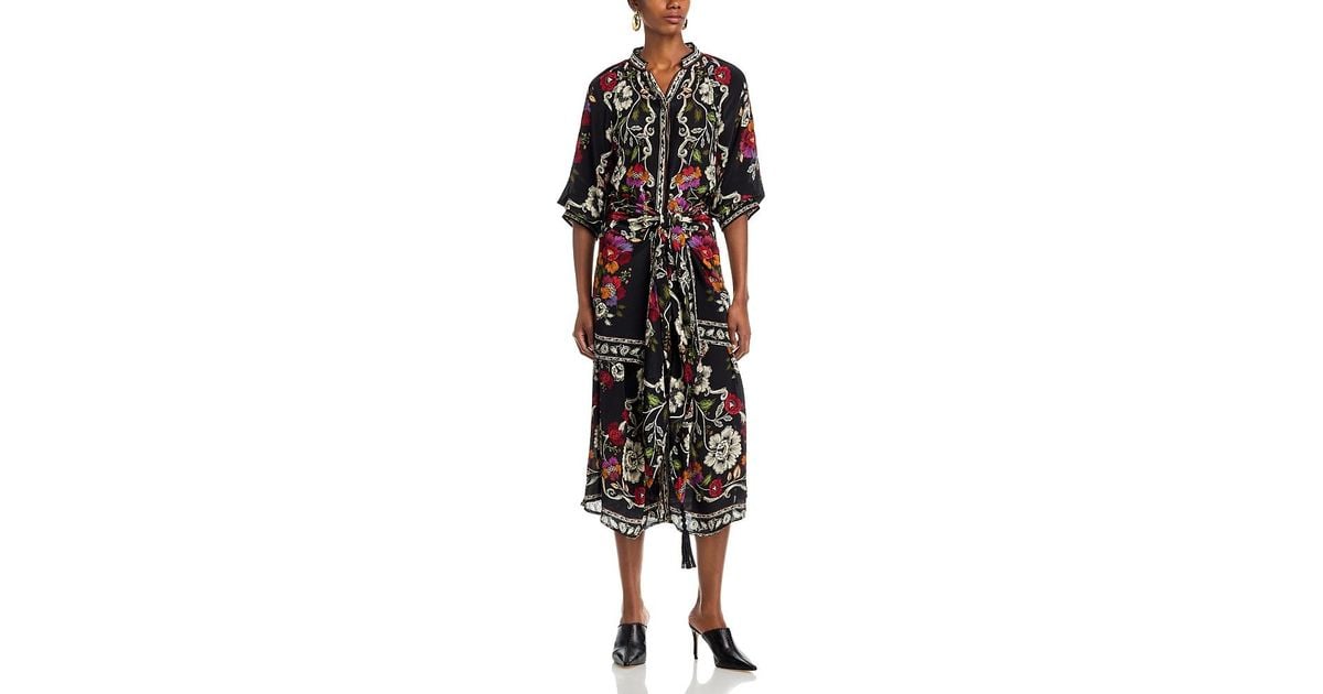 FARM Rio Rococo Flowers Midi Dress in Black | Lyst