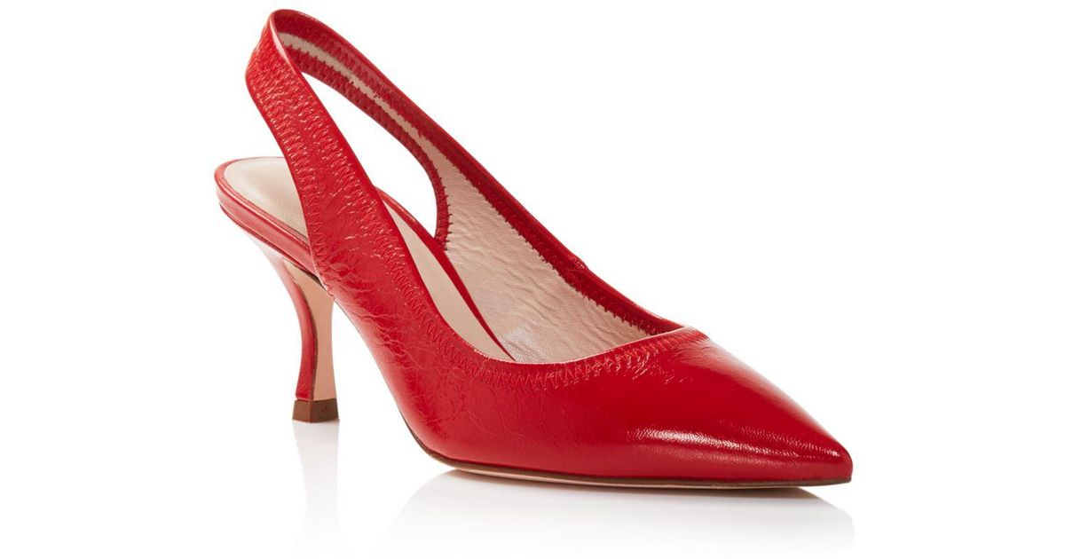 Stuart Weitzman Womens Odette Kitten Heel Slingback Pumps In Red Lyst